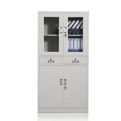 China Metal Office Furniture Cabinet Steel Filing Storage Glass Door Cabinet for sale