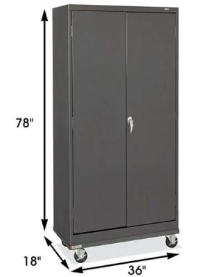 China Double Door Unassembled Metal Adjustable Shelf Cabinet With Wheels for sale