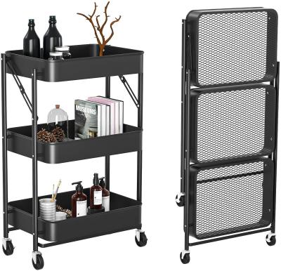 China Folding Mobile ODM Metal Storage Trolley For Kitchen for sale