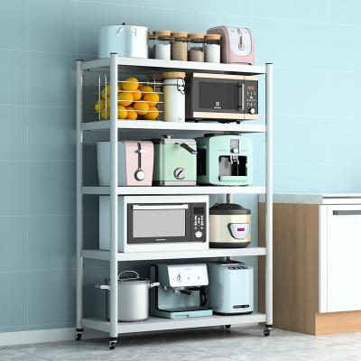 China Removable Round Tube Kd Steel Storage Rack Shelf With 4 Casters for sale