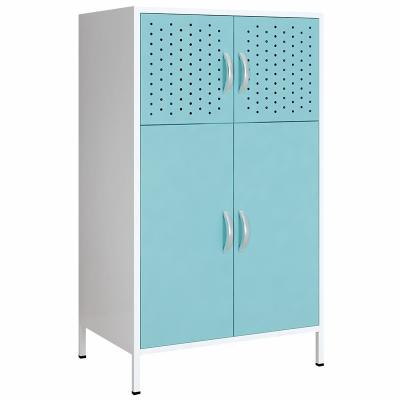 China White Frame Colorful Door 2 Tier Steel Storage Locker With High Foot for sale