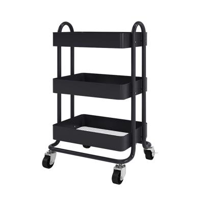China Multi Purpose 3 Tiers Kitchen Movable Steel Storage Cart Trolley for sale