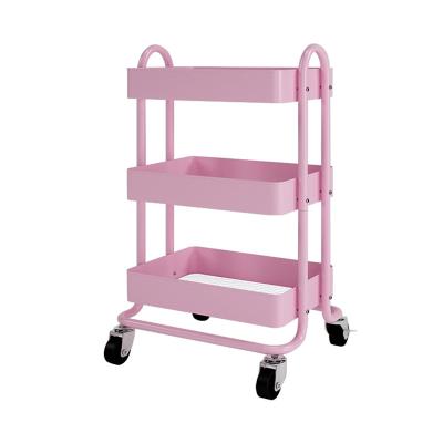 China Bathroom Organizer Steel Shelf Rack Utility Rolling Trolley Cart for sale