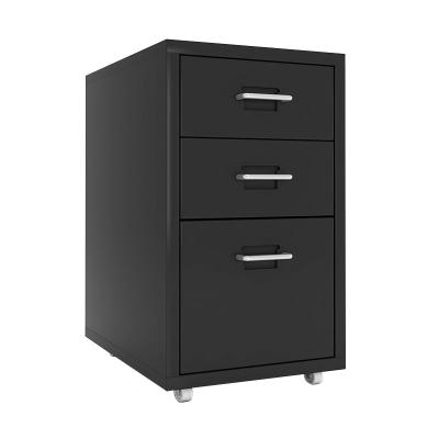 China KD Structure Black Movable 3 Drawers Makeup Storage Cabinet for sale
