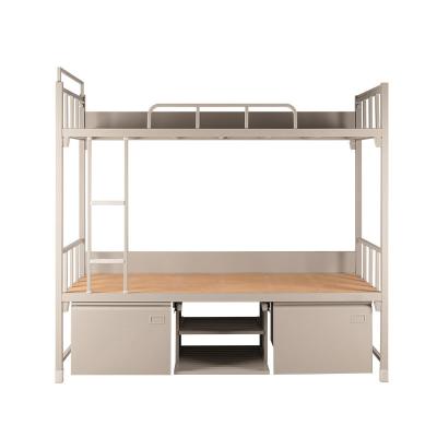 China Apartment Steel Bunk Beds Metla Military Double Decker Bed With Drawer Lockers for sale