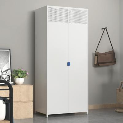 China Home Bedroom Double Door Metal Locker Style Wardrobe With High Foot for sale