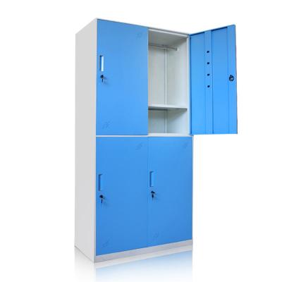 China Gym Home Double Color Storage Metal Locker Wardrobe 4 Doors Slim Frame for sale