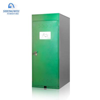 China Green Metal Storage Cabinet Verticle Metal Bike Storage Lockers With Lock for sale