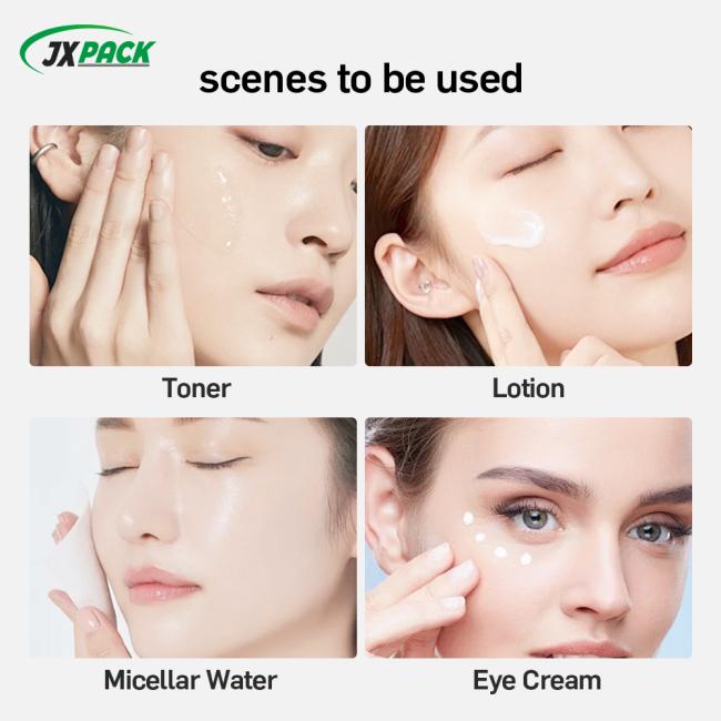 Cosmetic bottle in use with various products