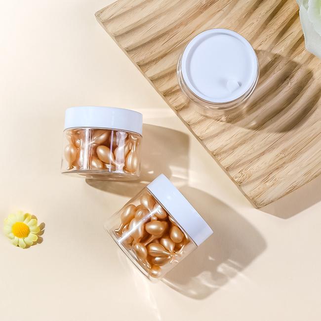 Transparent PET plastic cosmetic cans with sealed lids