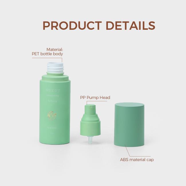 JXPACK flat-shoulder lotion bottles in mint green and pink colors