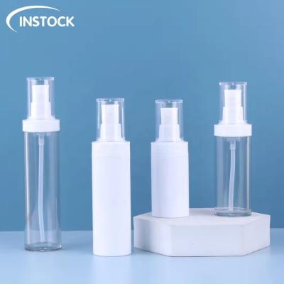 China Luxury Frosted Cosmetic Bottles 50ml Clear White Plastic Spray Bottle For Hair Care for sale