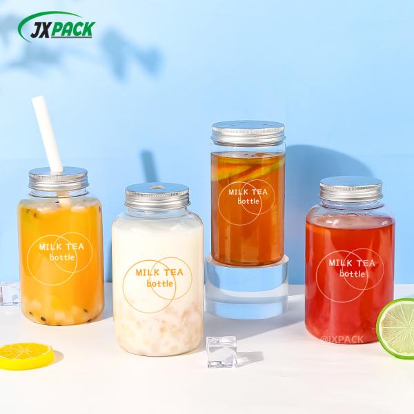 Quality 500ML Food Grade Milk Tea Takeaway Bottle With Sealing Screw Cap Design for sale
