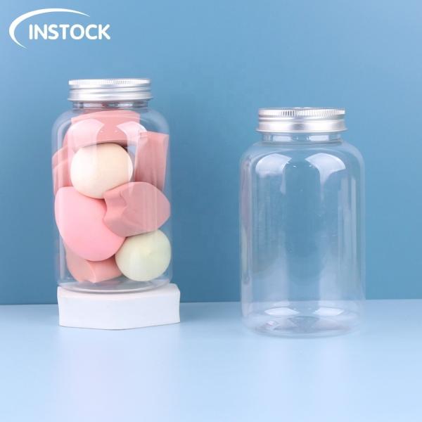 Quality Eco Friendly 500ml Empty Food Plastic Jar With Aluminum Lid And PET Cap for sale