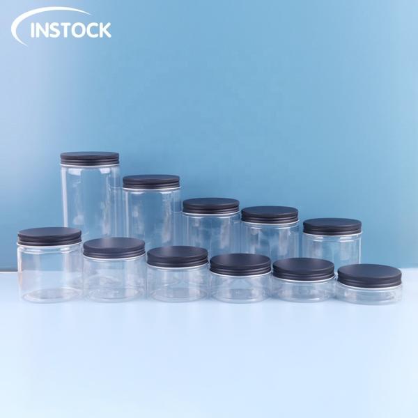 Quality 50ml-500ml Round Plastic PET Jars , Clear Plastic Cosmetic Containers Cream Jar for sale