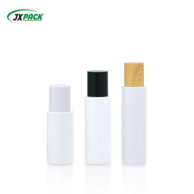 China PET Plastic Cosmetische Fles met Houten Dop 60ml 80ml 100ml Te koop