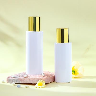 China Custom PET Toner Bottle | White Plastic Bottle with Gold Plated Cap for sale