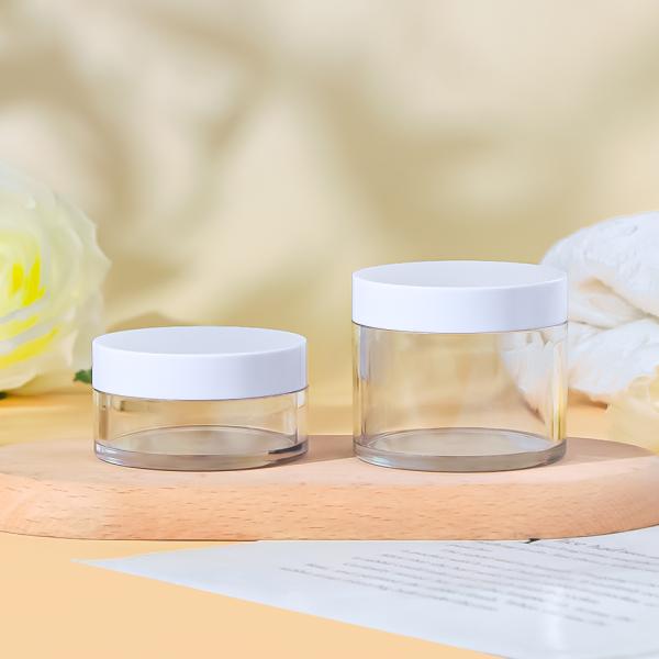 Quality PET Cosmetic Jar | Clear Cream Jar with White PP Lid for Skincare Packaging for sale