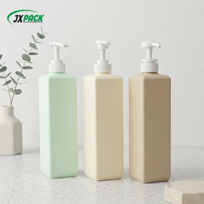 China Shampoo Conditioner Bottles with Pump — Refillable HDPE Square Bottles by JXPACK for sale