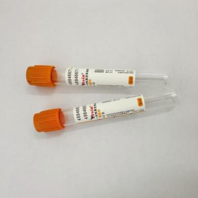 China Accurate orange Vacuum Blood Test Tube clot activator tube For Emergency Testing for sale