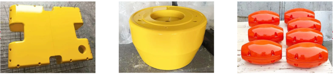 Close-up view of subsea buoyancy float construction