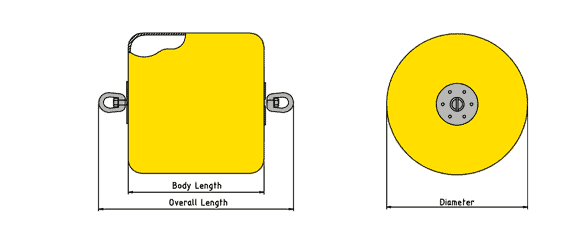 Pick Up Buoy diagram showing compact design and dimensions