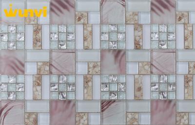 China Acid - Resistant Glass Mix Metal Kitchen Backsplash Mosaic Tile For Wall for sale
