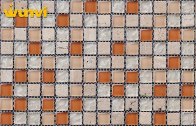 China Proffesiona Hotel Wall Glass and Stone Mosaic Tile With Orange Ceramic Chip for sale