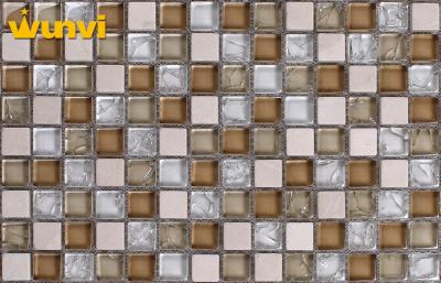 China Background Wall Broken Glass And Stone Mosaic Tile , Glass Ceramic Tiles for sale