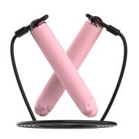 China Everlest Pretty Customizable Pink Handel Steel Wire Jump Rope for sale