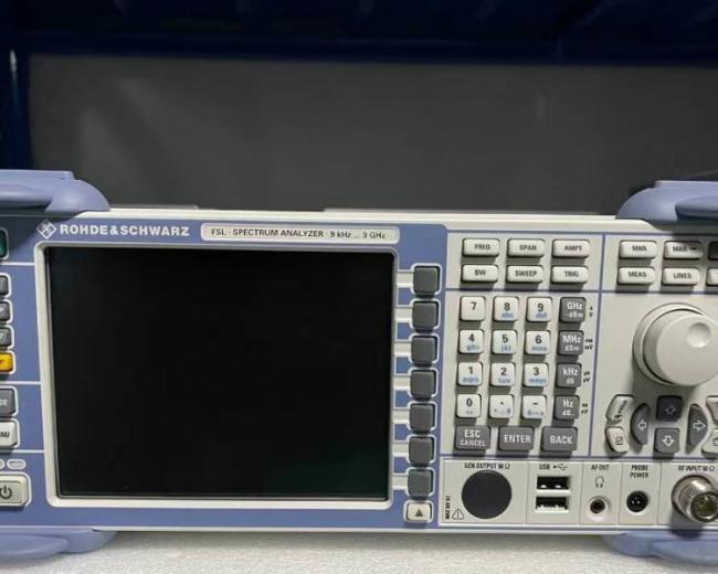Display screen of Rohde & Schwarz FSL3 showing measurements