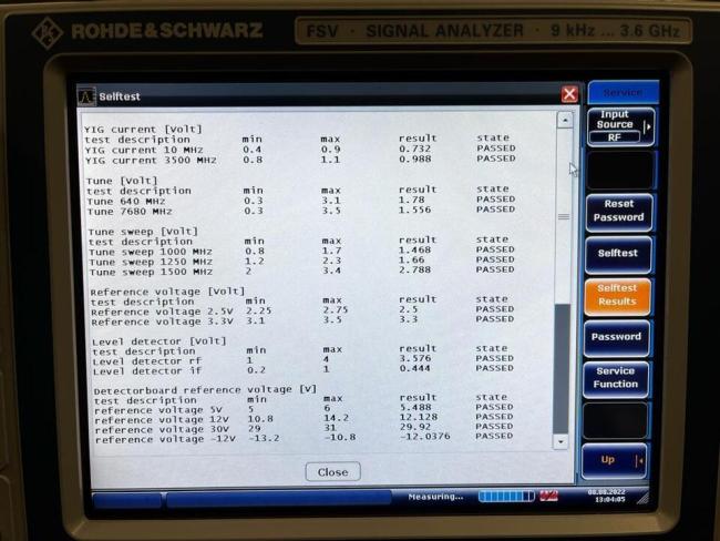 Rohde & Schwarz FSV3 Spectrum Analyzer rear panel connections