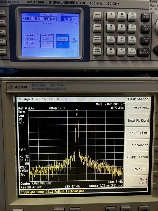 Agilent E4445A Spectrum Analyzer display close-up