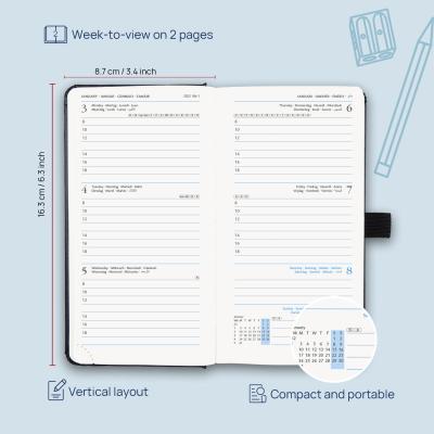 Cina Colore 2023 del ODM Mini Pocket Planner Royal Blue dell'OEM con i segnalibri in vendita