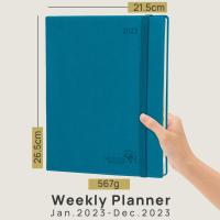 China Custom Weekly Planner 2023 10.5x8.5 Inch Ivory Paper Ink Proof Softcover for sale