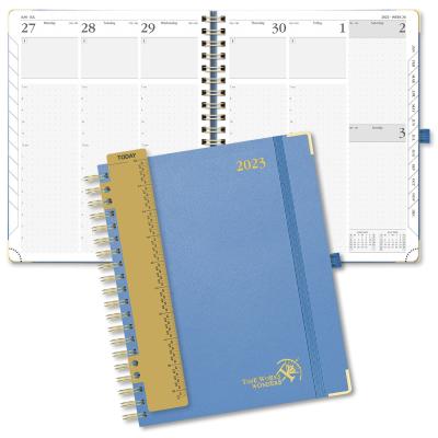 China Monochrome Inner Page Hardcover Spiral 2023 Planner Weekly Schedule Yearly Plan for sale