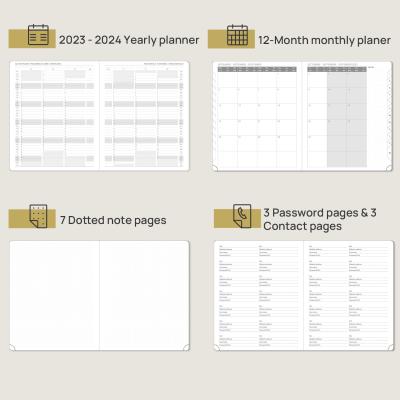 中国 Softcover 2023 ODM Custom Weekly Planner 2022 2024 Yearly Agenda Monthly Tabs 販売のため