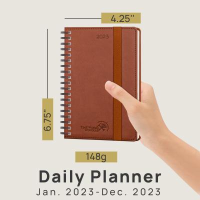 Cina OEM Small Size 6.75x4.25in Daily Weekly Planner 2023 2024 Diary Wire O Binding in vendita
