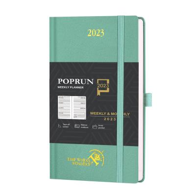 China Green Color Poprun Student Weekly Planner 2023 Customization Agenda Ivory Paper for sale