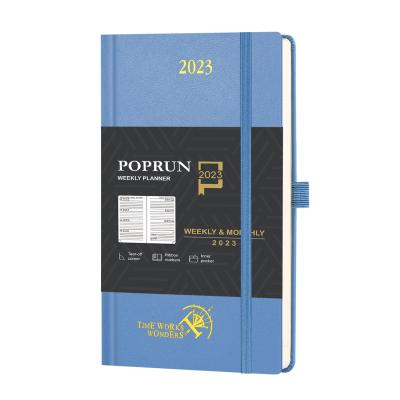 China Hard Cover Poprun Blue Weekly Planner 2023 Customization Agenda For Student for sale
