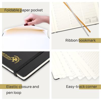 China Student Vertical Layout Weekly Planner 2023 Leatherette Paper Ivory Paper Black Te koop