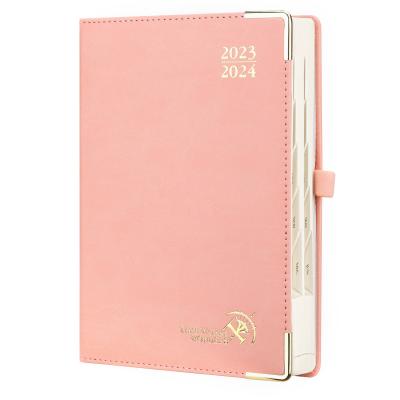 China PU Lether Custom Academic Planner A5 Size Daily Agenda Monochrome Inner Pages for sale