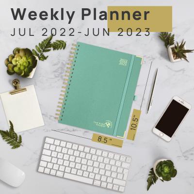 China Hardcover Spiral Custom Academic Planner 2023 Lichtgroene kleur Te koop