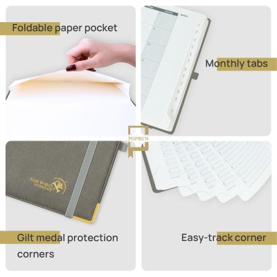 China Weekly Planner 2023-2023 Grey With Vertical Layout Hourly Schedule And Monthly Tabs for sale