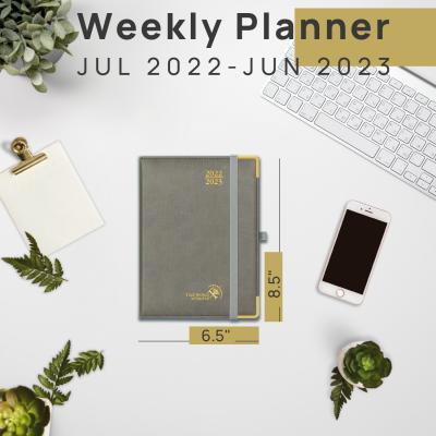 China Weekly Planner 2023-2023 Grey With Vertical Layout Hourly Schedule And Monthly Tabs for sale