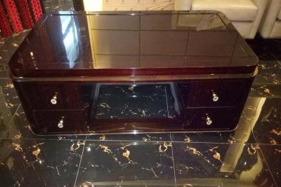 China Rectangle Hotel Coffee Table Classical Style High Gloss Ebony Wood Veneer Material for sale