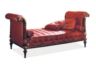 China Red Royal Curved Chaise Sectional Sofa , Antique Style Small Bedroom Sofa for sale