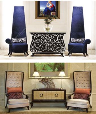 China Customized High End Hotel Lobby Furniture Wooden Sofa Chair Modern Console Table for sale