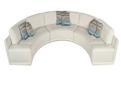 China Semi Round Hotel Lobby Small Modular Sofa , Lounge Leather Living Room Set for sale