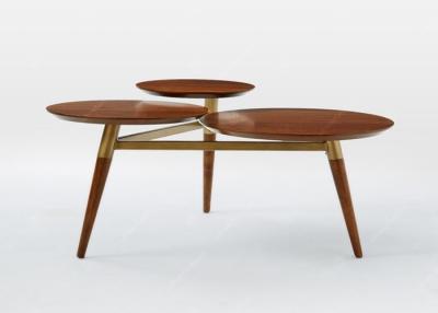 China Oak / Walnut  Beech Hotel Coffee Table Solid Wood Legs With Golden Stainless Steel Decoration for sale
